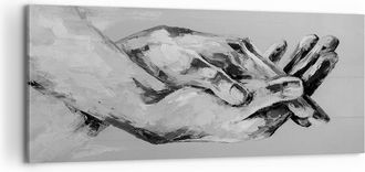 Arttor Bilder auf Leinwand 100x40cm Leinwandbild Handschriftlich H&auml;nde Schwarzwei&szlig; Gro&szlig; Wanddeko Bild Schlafzimmer Wandbilder Dekoration Wohnzimmer Wall Deco