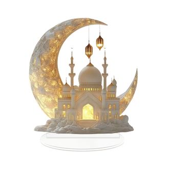 Generic Feiertags-Tischdekoration, Festtisch-Arrangement - 2D-Acryl-Mond- F&uuml;r Zuhause, Party, Schreibtisch, B&uuml;cherregal, Kaminsims, TV-Schrank, Eingangsbereic