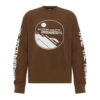 Dsquared2 Baumwoll-T-Shirt mit Logo - - Tops - Herren - Braun - 3XL