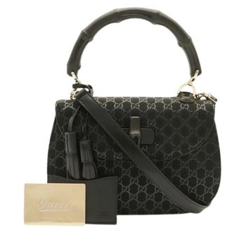 Gucci Pre-owned Sac bandouli&egrave;re 2-en-1 en cuir Koshu Inden New Bamboo - Femme - Pre-owned - Noir - Taille: ONE Size