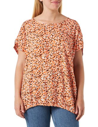 Kaffe Curve Kaffe Curve Damen Kcsonna Stanley Top Bluse, Vermiliion/Lupine Flower, 44 DE/Groß