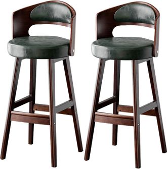 Generic Hoher Barhocker f&uuml;r die K&uuml;che, gepolstert mit PU-Leder, Holzbeine, Hohle R&uuml;ckenlehne, 136 kg belastbar, geeignet f&uuml;r K&uuml;cheninseln, Caf&eacute;s, Bartheken un