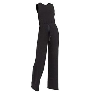 Generic Combinaison d&eacute;t&eacute; pour femme - Combinaison &eacute;l&eacute;gante sans manches - Col rond - Jambes larges - Avec poche - Combinaison respirante - Couleur unie - Comb