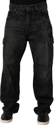 Dolce & Gabbana Dark Gray Cotton Baggy Cargo Men Denim Jeans Clothing