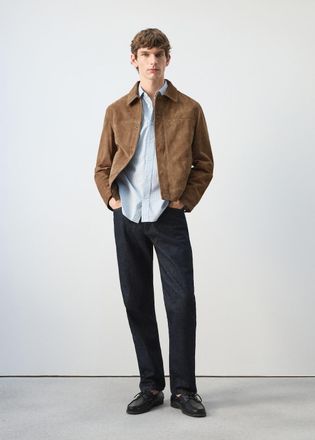 Mango Blouson 100 % cuir daim poches cognac - Homme - XXL - MANGO MAN