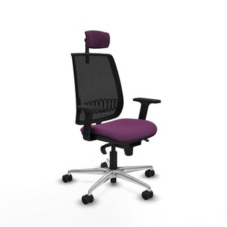 Piqueras y Crespo Alares Sicherheits-Kabinenstuhl mit 2D-Armlehnen, h&ouml;henverstellbarer Lendenwirbelst&uuml;tze und h&ouml;henverstellbarem Kopfteil, Schwarz/Violett