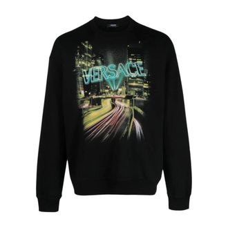 Versace Homme, Sweatshirts et sweats à capuche, Noir, Taille: L Pull clique en su brossé