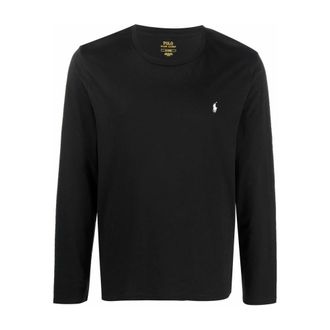 Polo Ralph Lauren Lang&auml;rmeliges Baumwoll-T-Shirt mit Stickerei - - Tops - Herren - Schwarzk - M