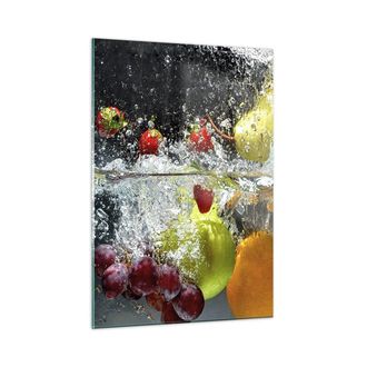 Arttor Bilder auf Glas Fr&uuml;chte Wasser Spritzer Essen Glasbild 50x70cm Wandbilder Dekoration Wohnzimmer Schlafzimmer K&uuml;che Deko Klein Wanddeko Bild im Glas Wa