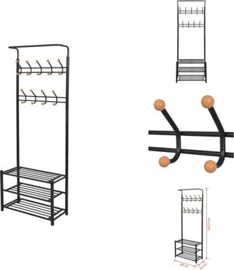 vidaXL Kleiderhaken & Garderobenständer - Living Garderobe mit Schuhablage 68×32×182,5 cm Schwarz - Schwarz