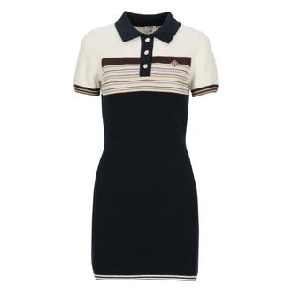 Casablanca Caf&eacute; Culture Woll-Streifen Polo-Minikleid - - Dresses - Damen - Blau - S