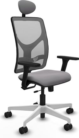 Piqueras y Crespo Stuhl mit 3D-Armen, h&ouml;henverstellbarer Lendenwirbelst&uuml;tze und festem Kopfteil, ausgestattet mit Syncro/Traslack und Schneideschaum, Grau/Grau