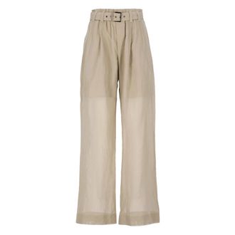 Brunello Cucinelli Beige Baumwollhose mit G&uuml;rtelschlaufen - - Trousers - Damen - Beige - M