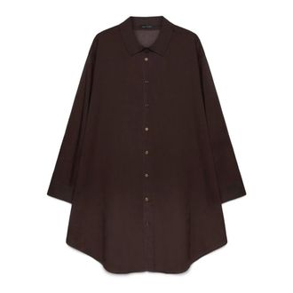 Fiorella Rubino Femme, Blouses et Chemises, Brun, Taille: 36 FR Chemise longue en coton