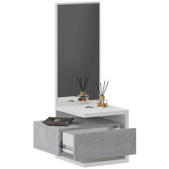 Dmora Garderobenschrank Tesero mit Spiegel, 1 Schublade, Wandmontage, 43x32x90h cm, Wei&szlig;