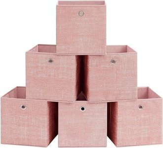 Songmics Bo&icirc;tes de Rangement, Lot de 6, Coffres de Rangement en Tissu Non-Tiss&eacute; avec Poign&eacute;e, 30 x 30 x 30 cm, Cubes, pour &Eacute;tag&egrave;re, Pliables, Rangement de V&ecirc;te