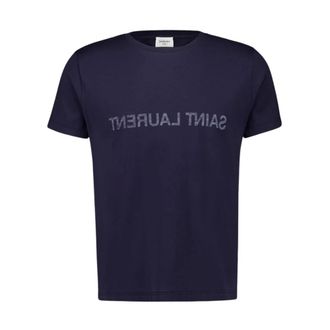 Saint Laurent Marine Reverse Logo T-Shirt - - Tops - Herren - Blau - L