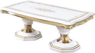 Les Tendances Table basse bois laqu&eacute; vernis laqu&eacute; brillant et dor&eacute; Lesly 130cm