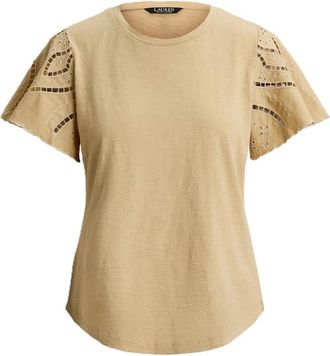 Ralph Lauren Femme, Tops, Beige, Taille: 38 FR Knit Pullover-Indie Ctn Slub Jrsy