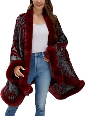 Generic Poncho Femme Hiver Chaud Chale Femme Hiver Chaud Cape Femme Effet enveloppant Cape Tricot&eacute;e &Eacute;paisse Douce Thermique &Eacute;l&eacute;gante Pour Ext&eacute;rieur