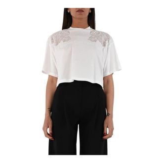 Elisabetta Franchi Boxy Cut Jersey T-Shirt - - Blouses & Shirts - Damen - Wei&szlig; - XS