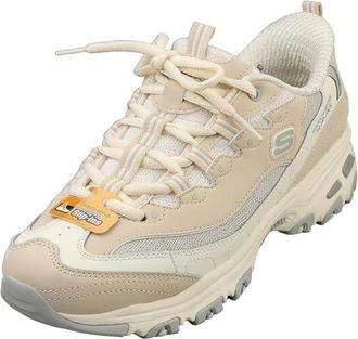 Skechers Femme DLites-Smooth Nostalgia, Hands Free Slip-ins Chaussures de Loisirs, Natural Leather/Duraleather/Grey Mesh/Trim, 38 EU