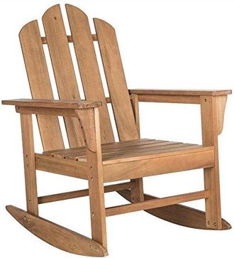 Safavieh Hölzernes Lounge-Stuhl für draußen mit Schaukelstuhl, Natürlich