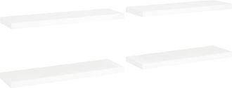 Generic Schwebendes Wandregal, 4 St&uuml;ck, MDF, Hochglanz-Wei&szlig;, Schwebendes Regal, 23/40/50/60/80/90/120 cm, Wandregal f&uuml;r Wohnzimmer/Arbeitszimmer/Bad/K&uuml;che (80