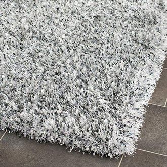 Safavieh Zottelig Teppich für Wohnzimmer, Esszimmer, Schlafzimmer - Malibu Shag Collection, Kurzer Flor, Silber, 76 X 122 cm