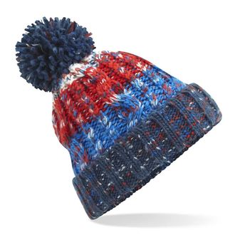 Beechfield B486 Corkscrew Pom Pom Beanie - Chilli Blues