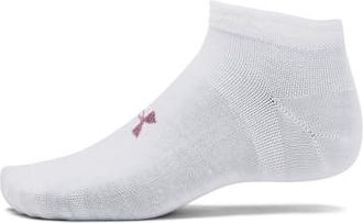 Under Armour UA Essential Low Cut 3pk Chaussettes de sport invisibles pour hommes et femmes, chaussettes courtes unisexes, couleur blanc/blanc/rose