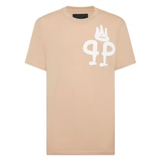 Philipp Plein Homme, Tops, Beige, Taille: 2XL T-Shirt Col Rond King Plein