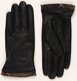 Barbour Lederhandschuhe Tartan schwarz