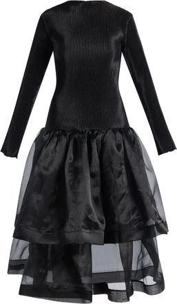 L’Idée robe mi-longue Alexander à design côtelé - Noir