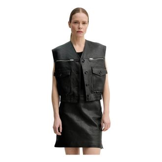 Bally Lederweste - - Jackets - Damen - Schwarzk - M