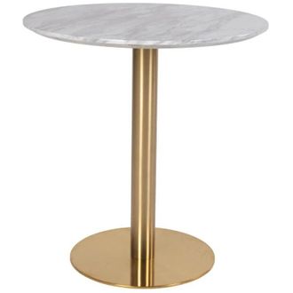 M&S Collection M&s - Table &agrave; manger ronde piza - Effet marbre blanc et pied laiton dor&eacute;-Diam&egrave;tre 70 cm