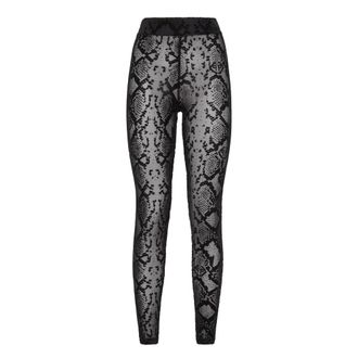 Philipp Plein Femme, Pantalons, Noir, Taille: 40 FR Stretch Tulle Leggings
