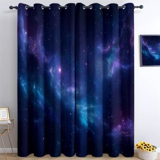 Generic Vorhang Blickdicht Vorhänge mit Ösen Gardinen Traumnachthimmel Galaxie Deko Ösenvorhang Dekoschal Dekogardinen für Schlafzimmer Wohnzimmer H215 x B110