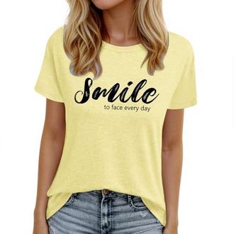 Generic T-shirt femme col en V imprim&eacute; &agrave; manches courtes en haut d&eacute;t&eacute; d&eacute;contract&eacute;, beige, XXL