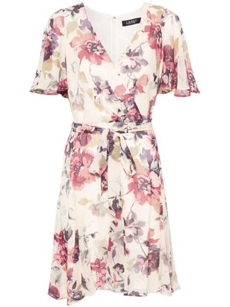 Lauren Ralph Lauren Wickelkleid mit Blumen-Print - Nude