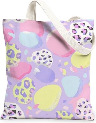 Generic Sacs fourre-tout color&eacute;s en toile abstraite, motif artistique, l&eacute;gers et lavables, sacs d&eacute;picerie pour le shopping, les voyages B, violet, 13x15 Inch