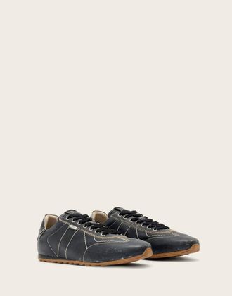 AllSaints Liam - Low-Top Sneaker aus Leder in verwaschenem Schwarz