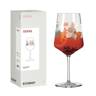 Ritzenhoff 8211003 Cocktailglas 500 ml, Serie Weihnachten - mit Samtpfoten, Schneeflocken und Weihnachtszauber - Made in Germany