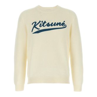 Maison Kitsun&eacute; Kitsune Varsity Sweater - - Knitwear - Herren - Wei&szlig; - M