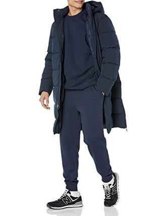 Amazon Essentials Doudoune Longue &agrave; Capuche Homme, Bleu Marine, 3XL Grande Taille