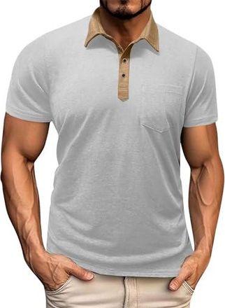 Generic Chemise basique l&eacute;g&egrave;re et respirante pour homme, coupe classique, boutonn&eacute;e, confortable, extensible, t-shirts dext&eacute;rieur, blanc, XXL