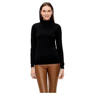 Object Objthess L/S Pull en Tricot à col roulé Noos pour Femme, Noir, XL