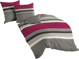 BIERBAUM Bettwäsche 4630, Fein-Biber, Designed in Germany, himbeere 19, 200x200 cm