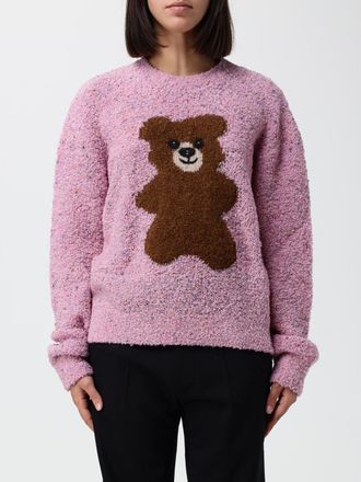 Moschino Rundhalspullover aus Schurwolle mit Teddyb&auml;r-Print