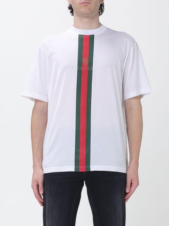 Gucci T-shirt &agrave; rayures en coton avec d&eacute;tail Web et &eacute;paules tombantes